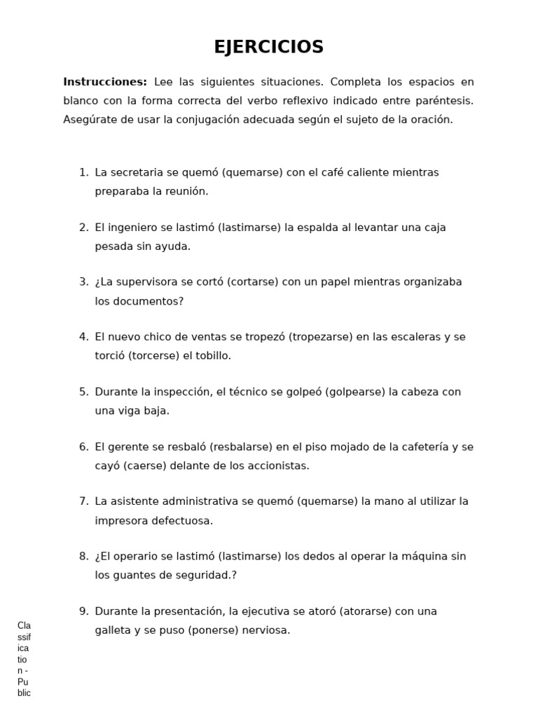 Ejercicios - Reflexivos 1 | PDF | Crecimiento personal y profesional