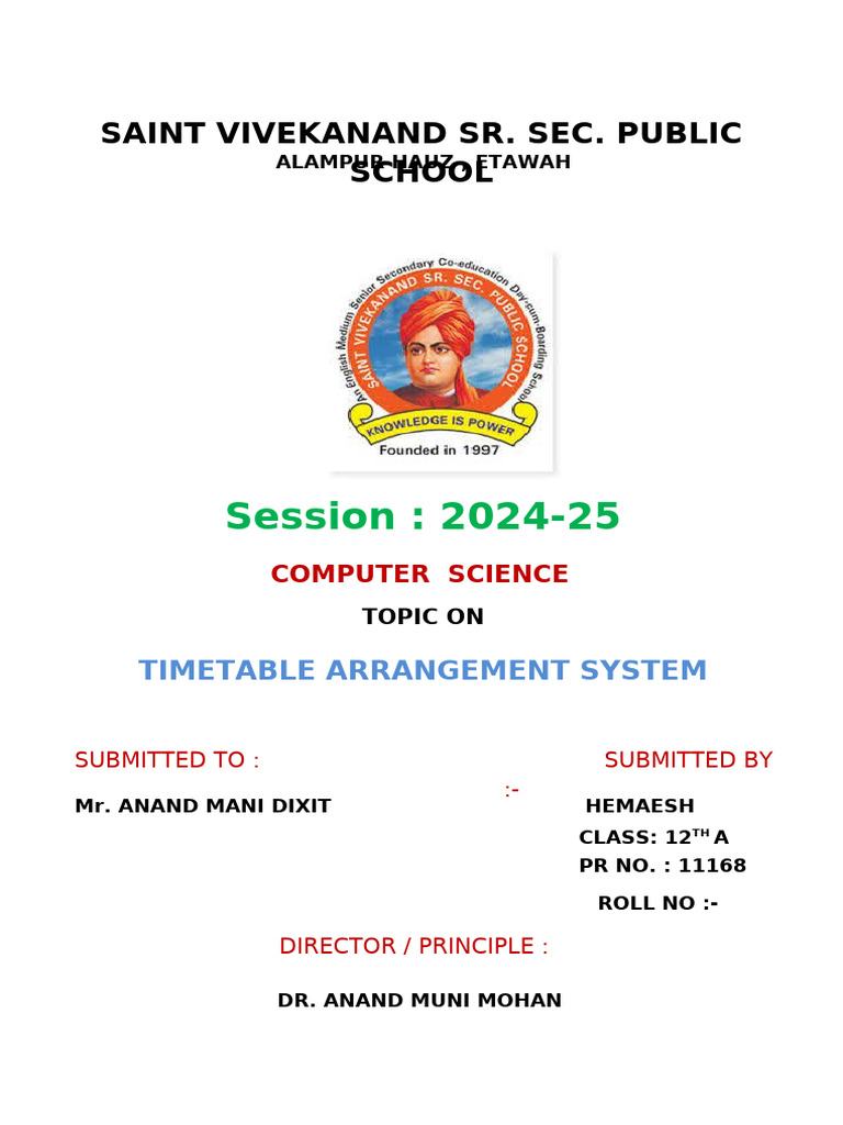 Timetable Arrangement System Guide | PDF