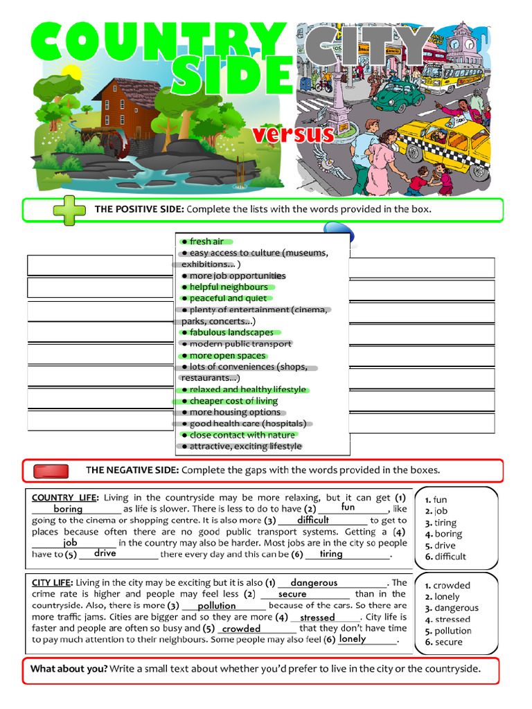 City Vs Countryside - Exercises - Doc 2 | PDF
