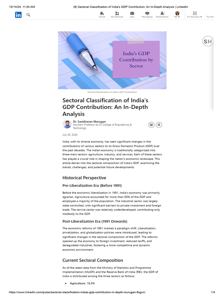 Sectoral Classification of India's GDP Contribution - An In-Depth ...