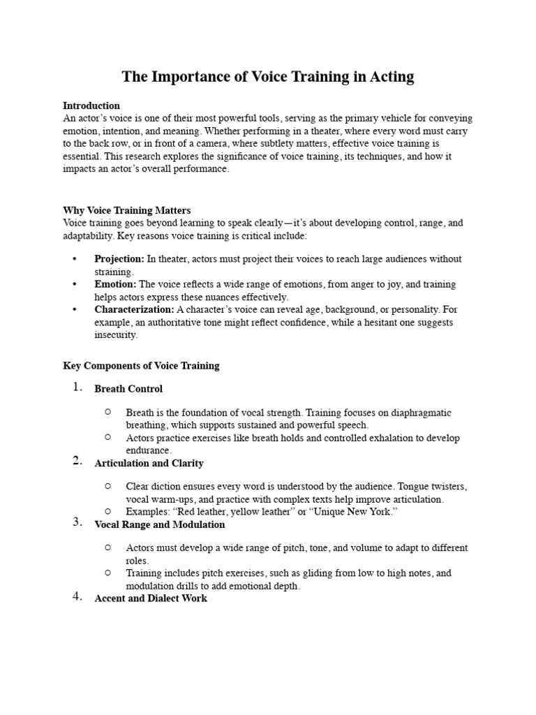 The Importance of Voice Training in Acting | PDF | Vocal Pedagogy | Human Voice