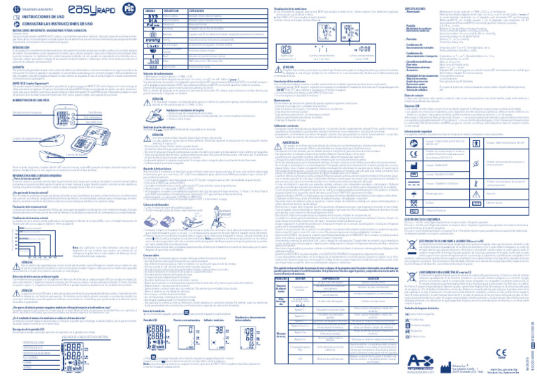 Instrucciones Tensiómetro easyRAPID | PDF | Presión sanguínea | Corazón