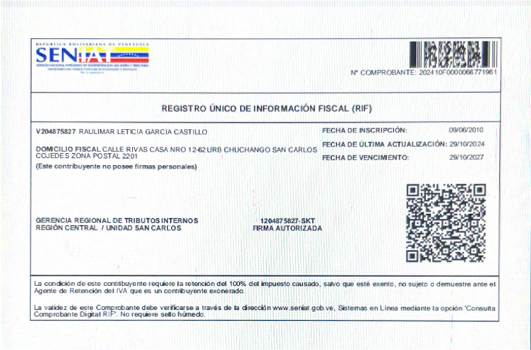 Registro Único de Información Fiscal (Rif) | PDF