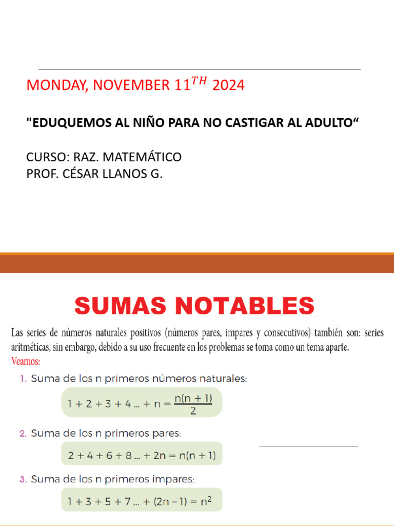 Sumas Notables 1 Sec. | PDF