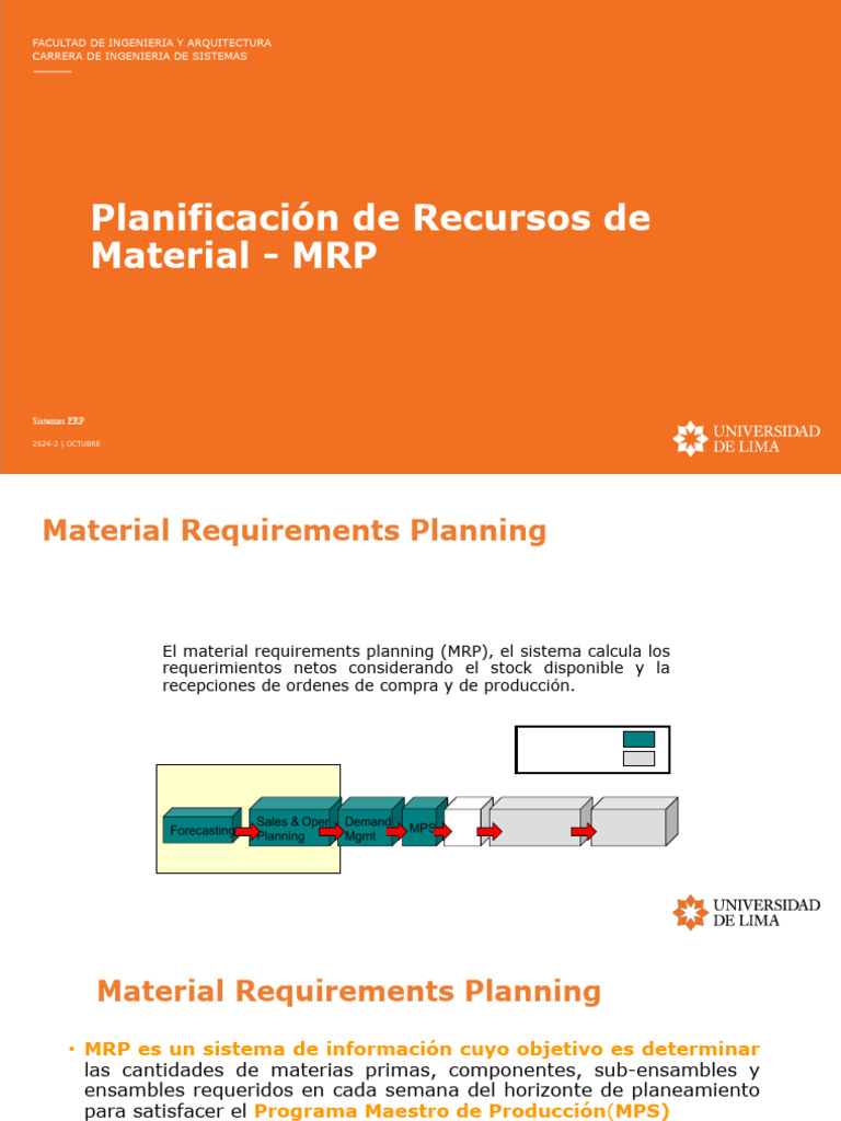 Planificación de Recursos de Material - MRP: Facultad de Ingenieria Y ...