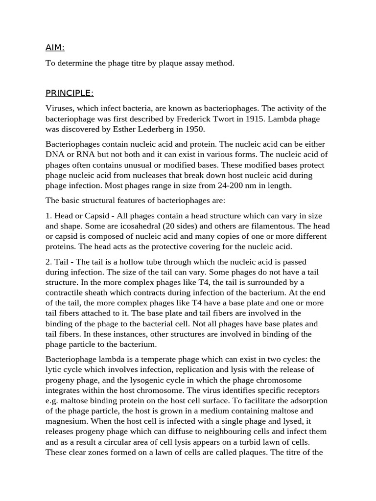 Phage Titration | PDF | Bacteriophage | Biology