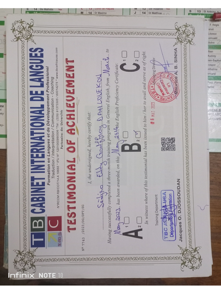 Attestation D'anglais | PDF