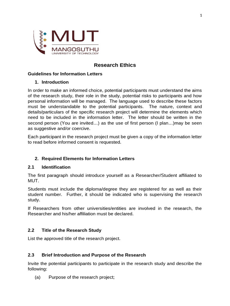 Guidelines-Letter of Information | PDF