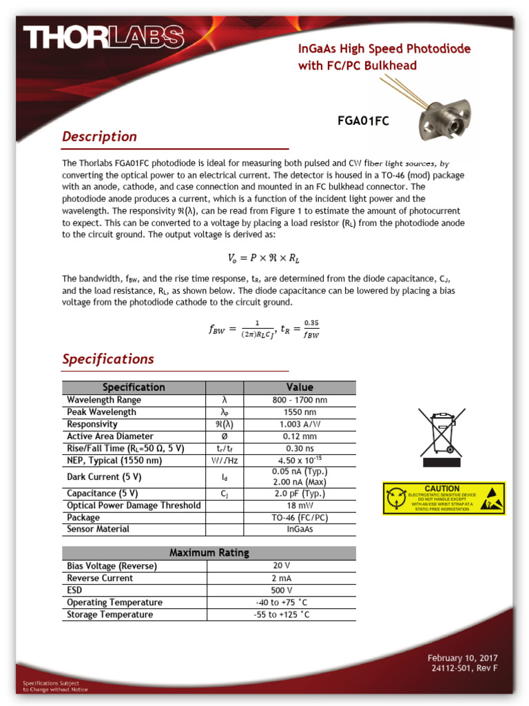 FGA01FC-SpecSheet Fga | PDF | Electrostatic Discharge | Diode