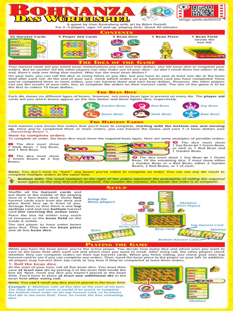 2022 Bohnanza Wurfelspiel Rules | PDF | Playing Cards | Dice
