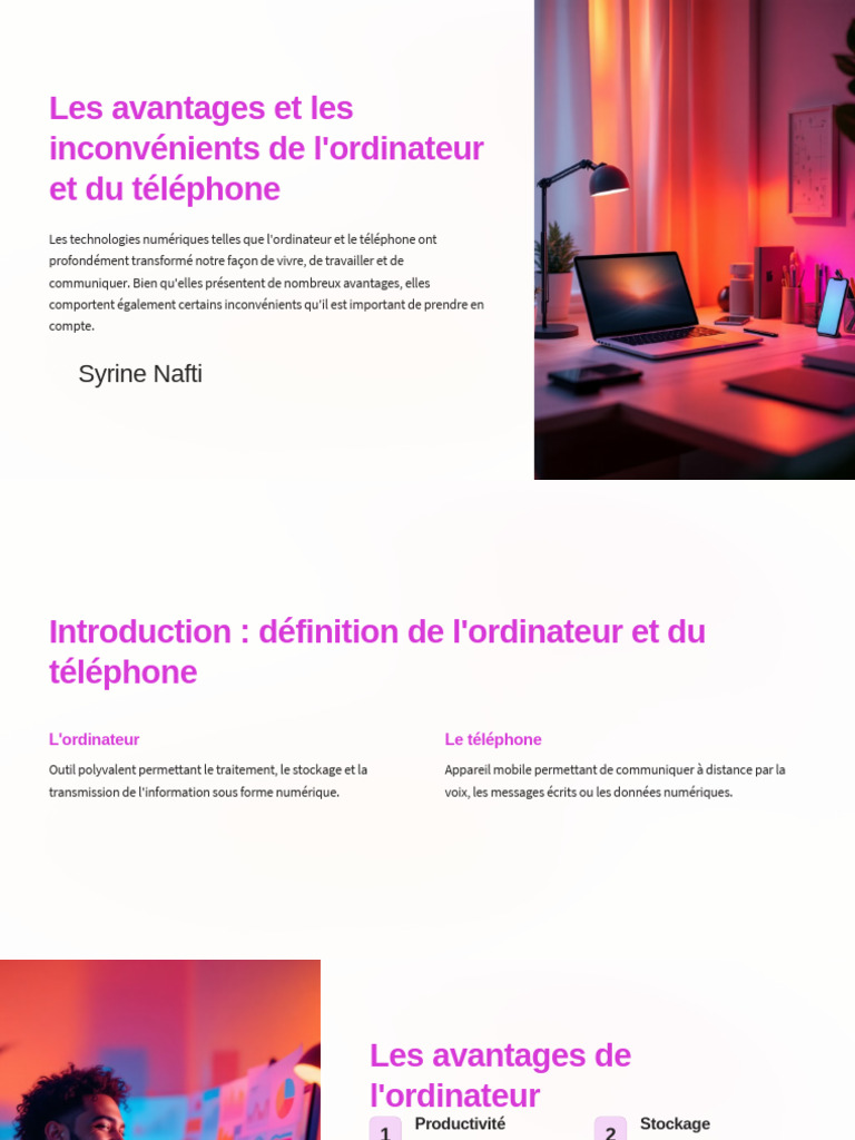 Avantages et inconvénients de l'ordinateur | PDF | Téléphone | la ...
