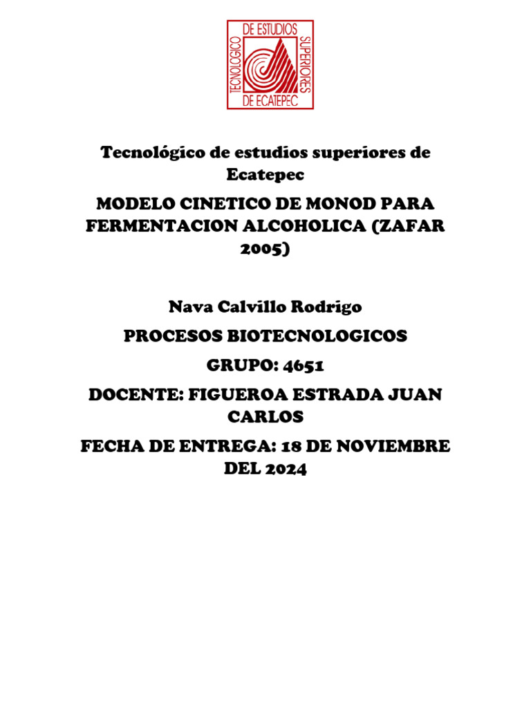 Modelo Monod | PDF | Fermentación | Sustrato (Química)