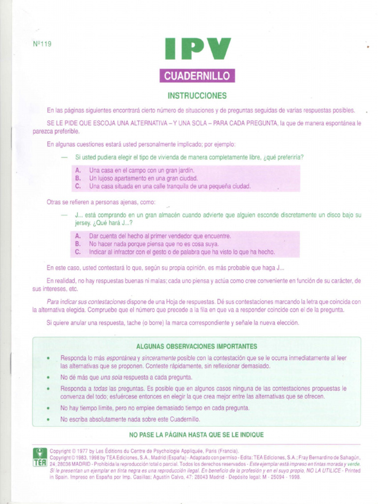 Cuadernillo Ipv | PDF