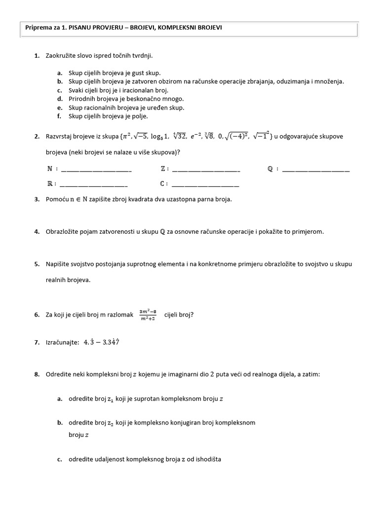 Priprema Za 1. PPZ - Brojevi | PDF