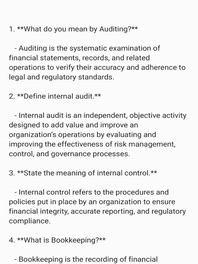 Auditing 2 Marks Answers - 240929 - 174154 | PDF