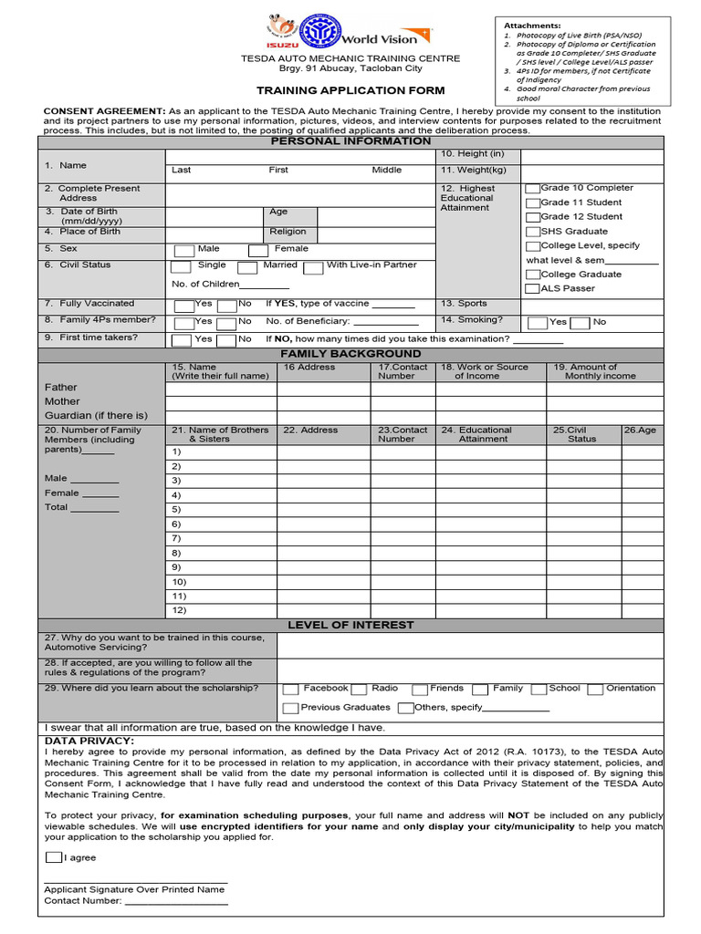 New Training Application Form 1 | PDF | Privacy