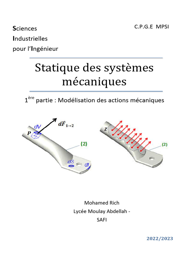 Modélisation des actions mécaniques | PDF | Obliger | Mécanique