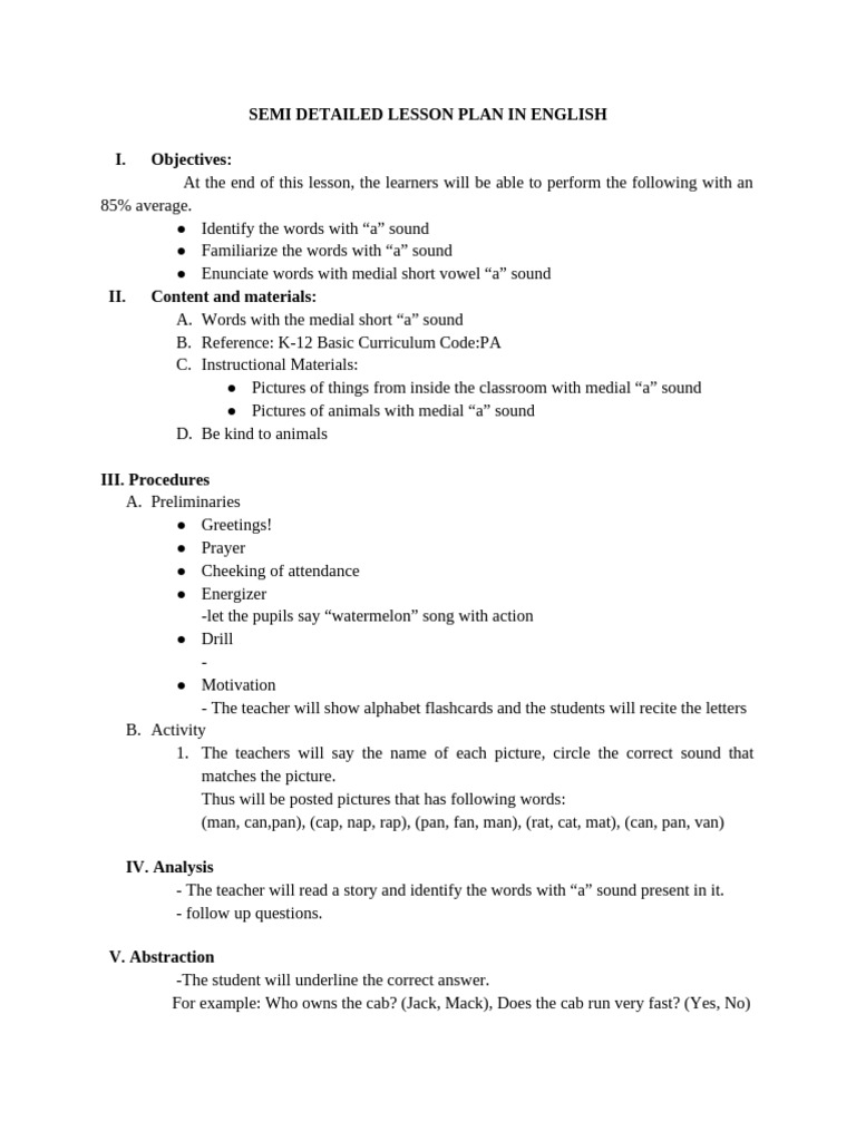 Semi Detailed Lesson Plan in English | PDF | Art