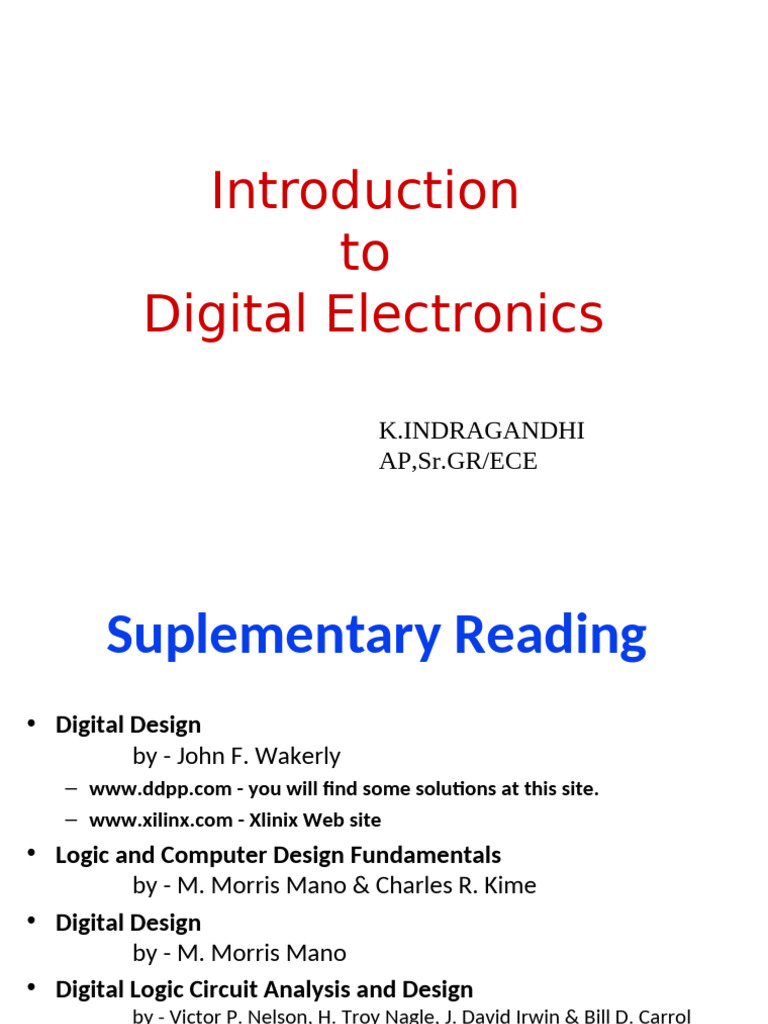 Introduction To Digital Electronics | PDF | Logic Gate | Integrated Circuit