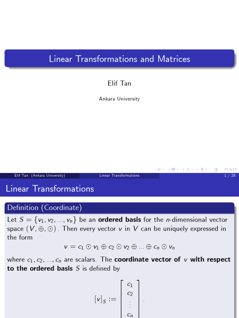 Linear Transformations and Matrices | PDF | Linear Map | Basis (Linear Algebra)
