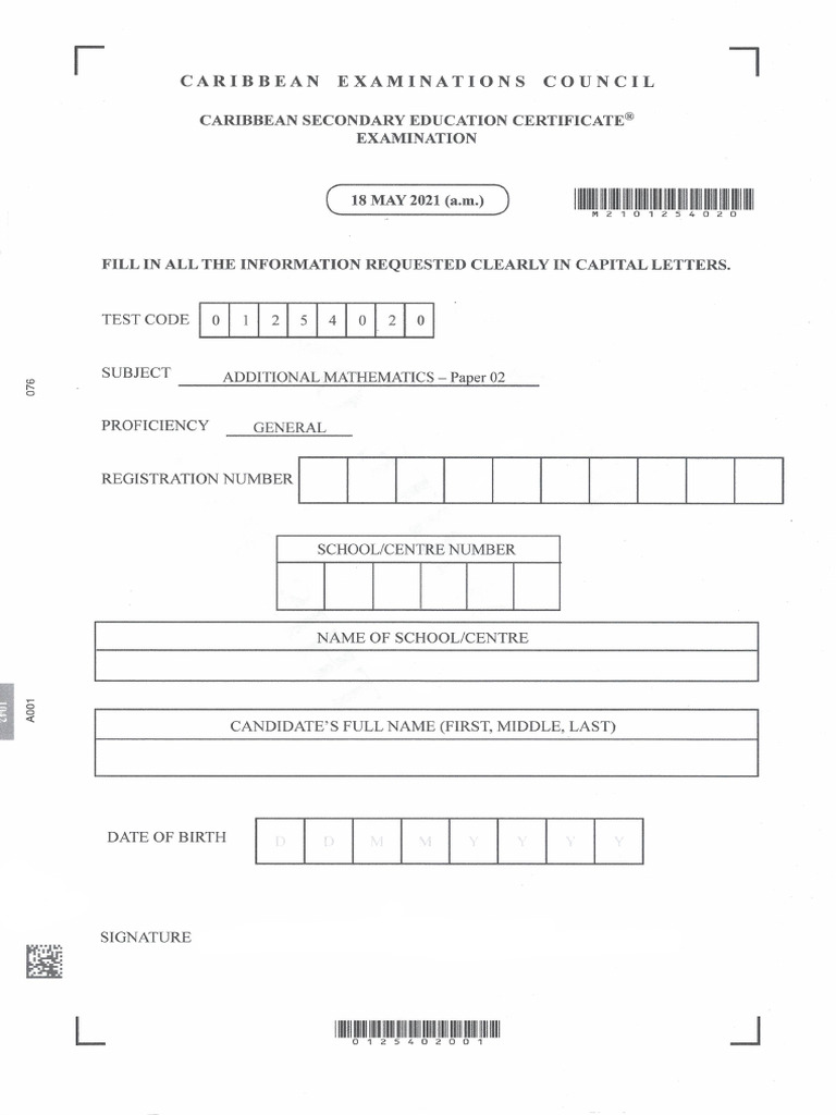 CSEC Additional Mathematics 2021 P2 | PDF