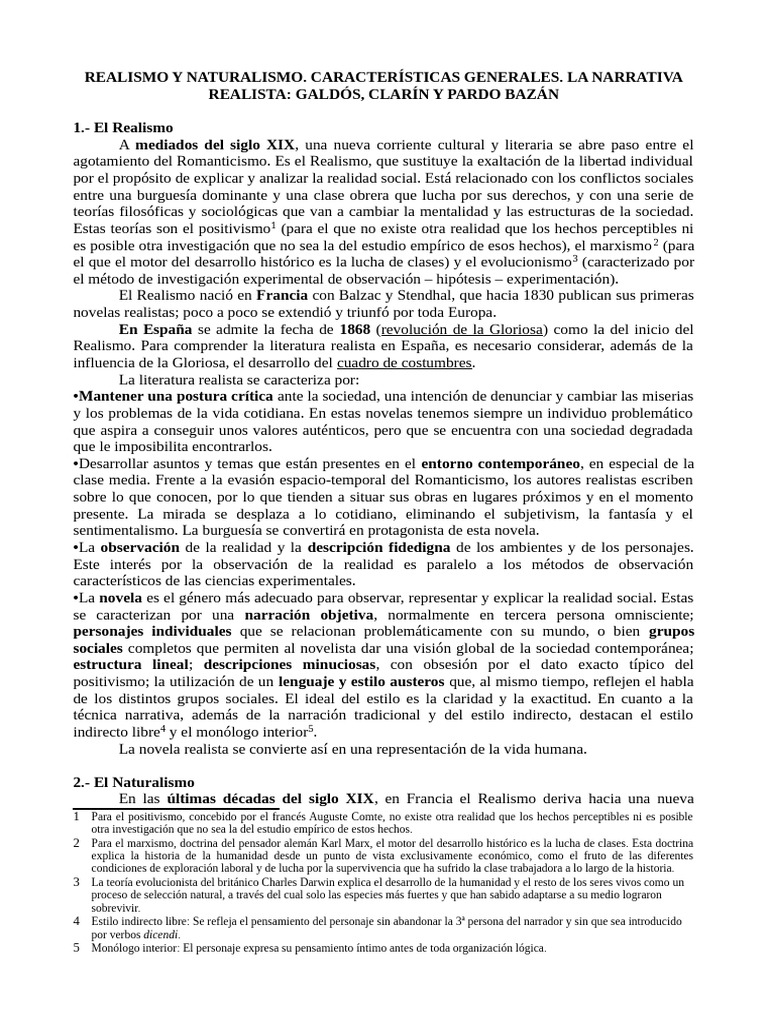 Realismo y Naturalismo en España | PDF | Realismo literario