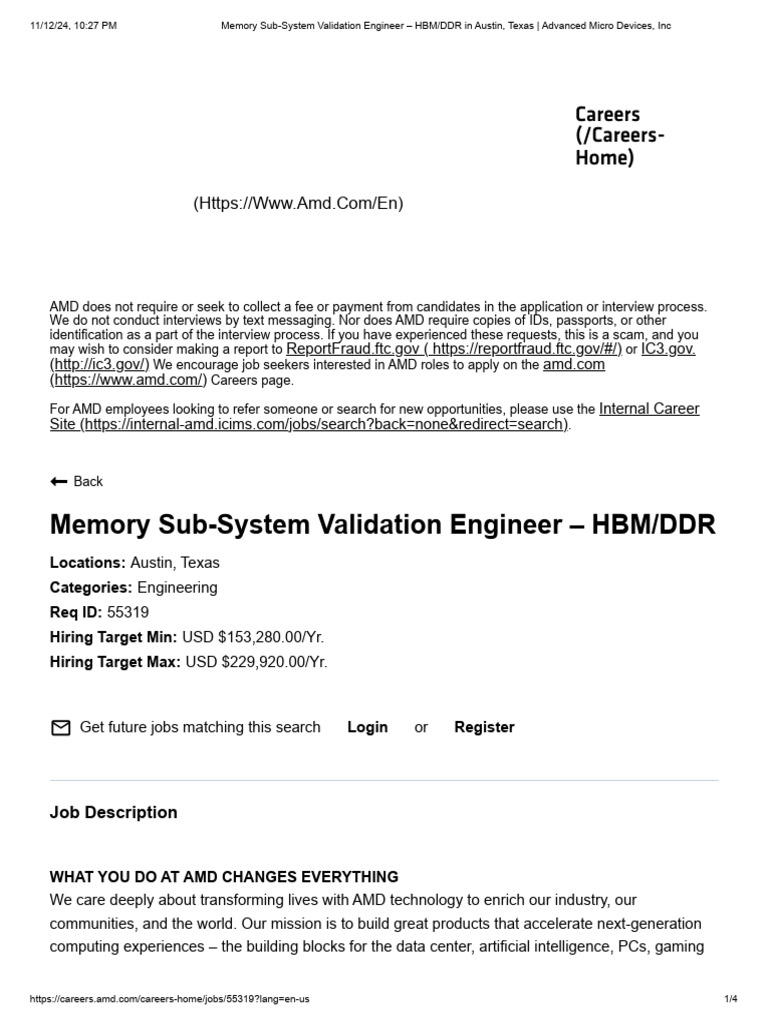 Memory Sub-System Validation Engineer - HBM - DDR in Austin, Texas - Advanced Micro ...