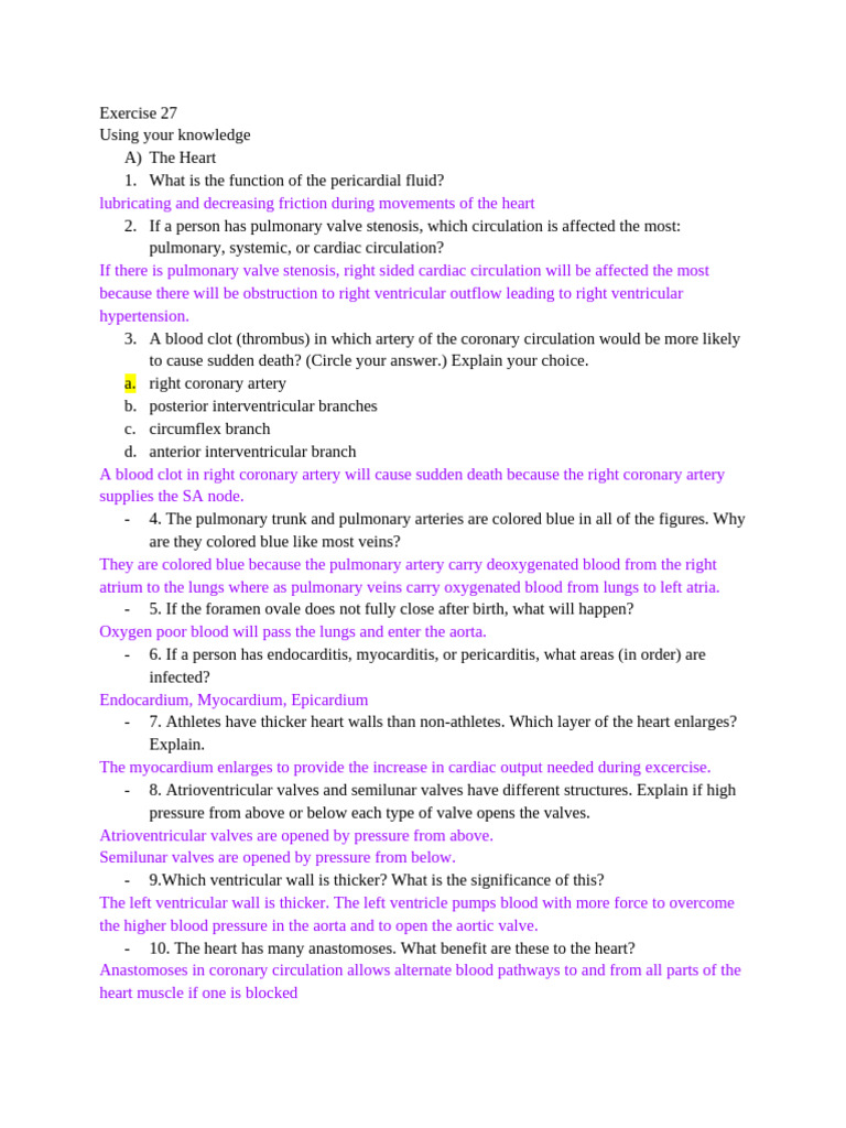 BIO 201 - LAB 2 - Heart | PDF | Coronary Circulation | Heart