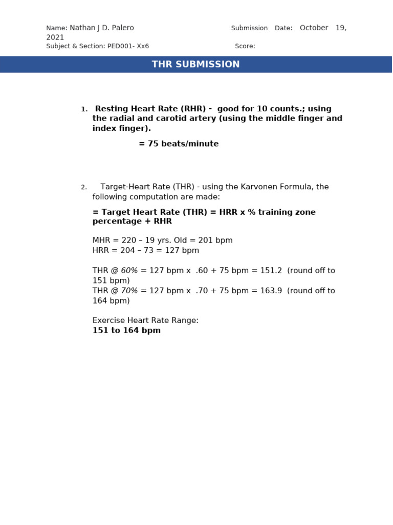 THR Activity - Nathan J D. Palero | PDF