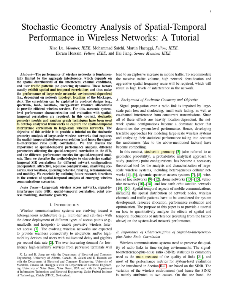 Stochastic Geometry Spatial Temporal Pattern | PDF