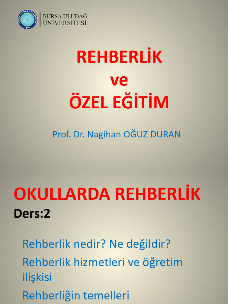 Ders 2 Rehberli̇k Ve Ozel Egi̇ti̇m | PDF Ders 2 Rehberli̇k Ve Ozel Egi̇ti̇m | PDF