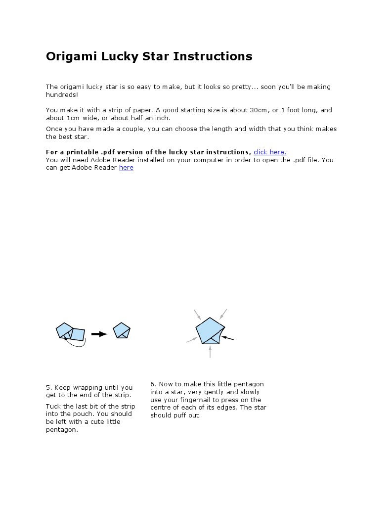 For A Printable .PDF Version of The Lucky Star Instructions | Download ...