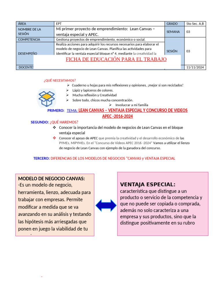 FICHA DE ACTICIDAD #03 de EPT. 5TO A-B 11-11-2024 | PDF | Pequeñas y ...