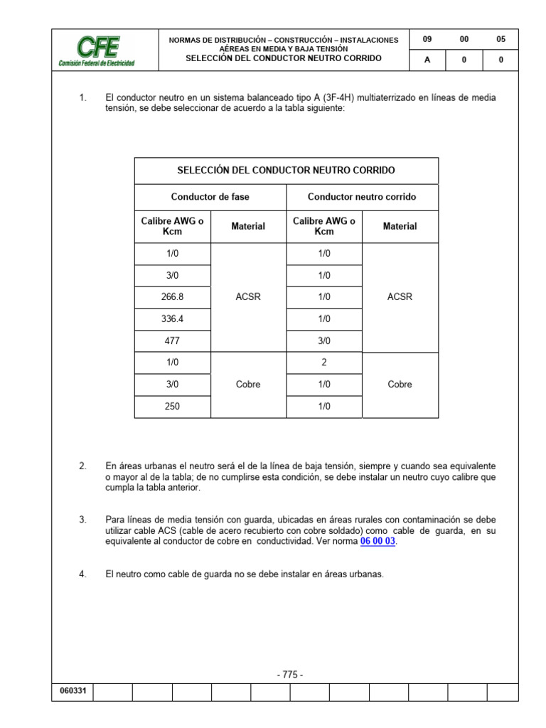 Selección Del Conductor Neutro Corrido Conductor de Fase Conductor ...