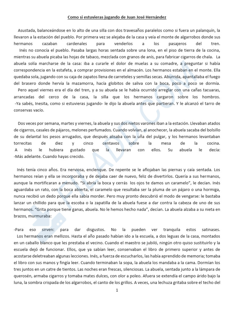 Como Si Estuvieras Jugando de Juan Jose Hernadez | PDF