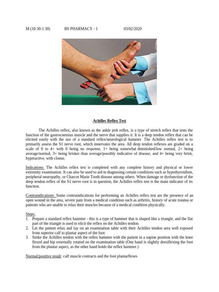 Achilles-Reflex-Test Pharmacy 1 Usc Cebu | PDF | Anatomical Terms Of ...