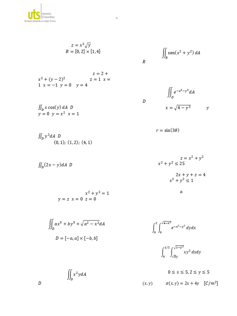 Taller Semana #9 - Cálculo Multivariable | PDF | Integral | Triángulo