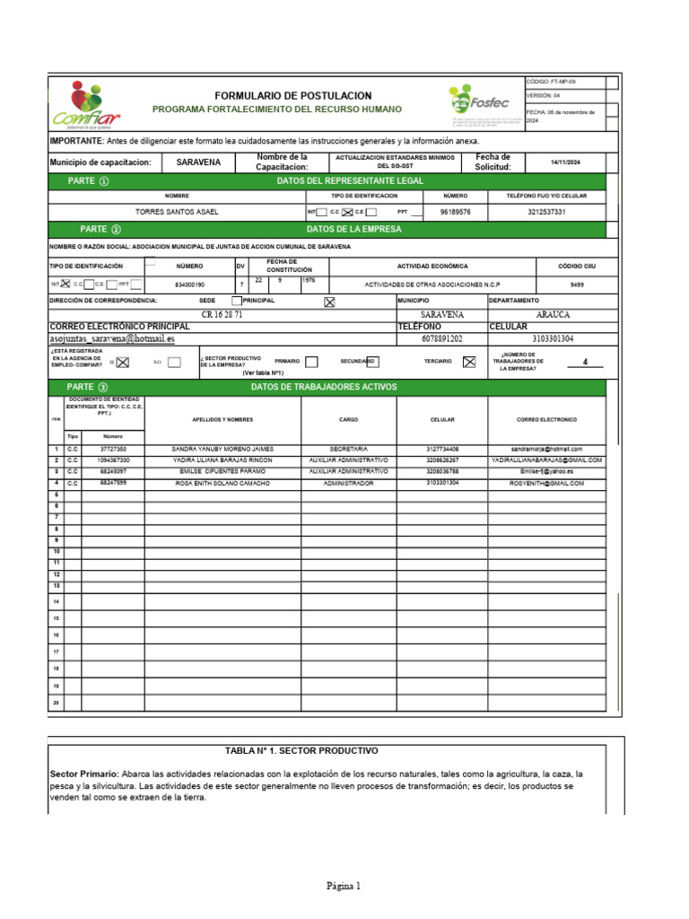 Formulario de Postulacion | PDF
