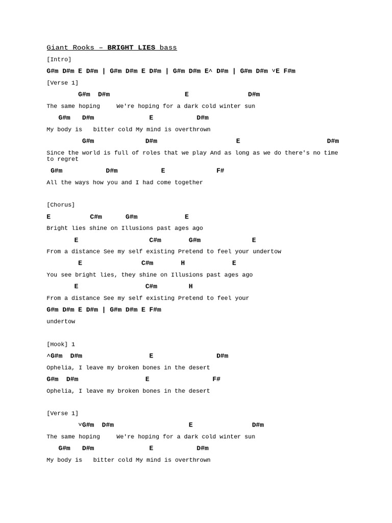 Giant Rooks - Bright Lies BASS | PDF | Songs