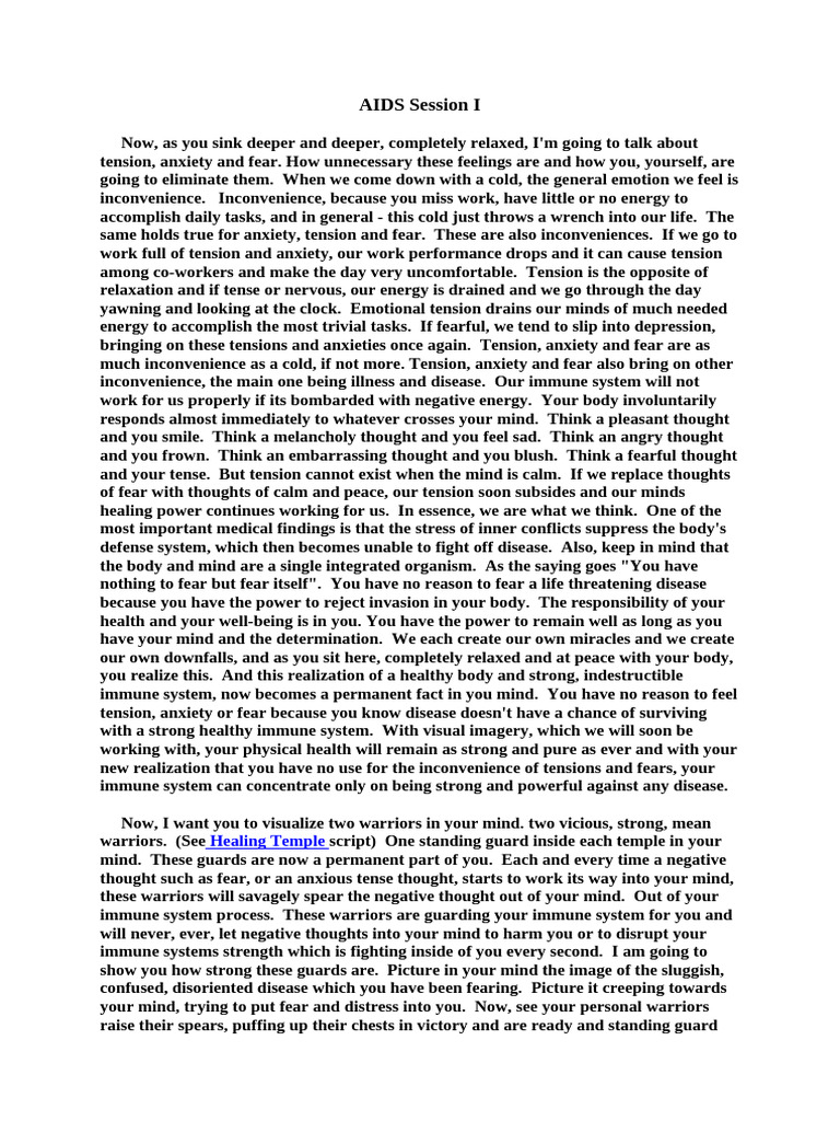 AIDS Session I | PDF | Anxiety | Fear