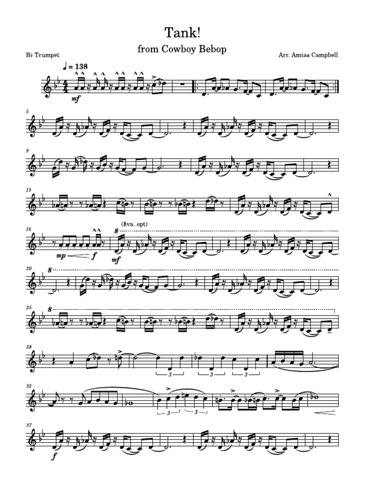 Cowboy Bebop - Tank, Arr For Trumpet | PDF