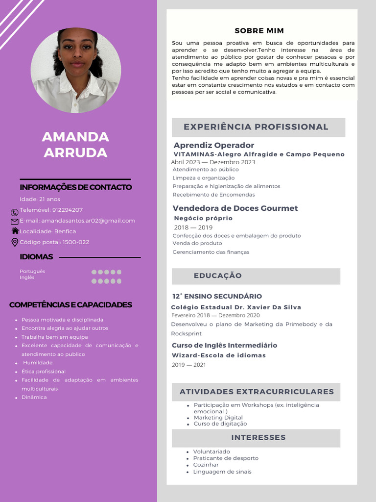 Amanda CV | PDF | Aprendizado | Marketing