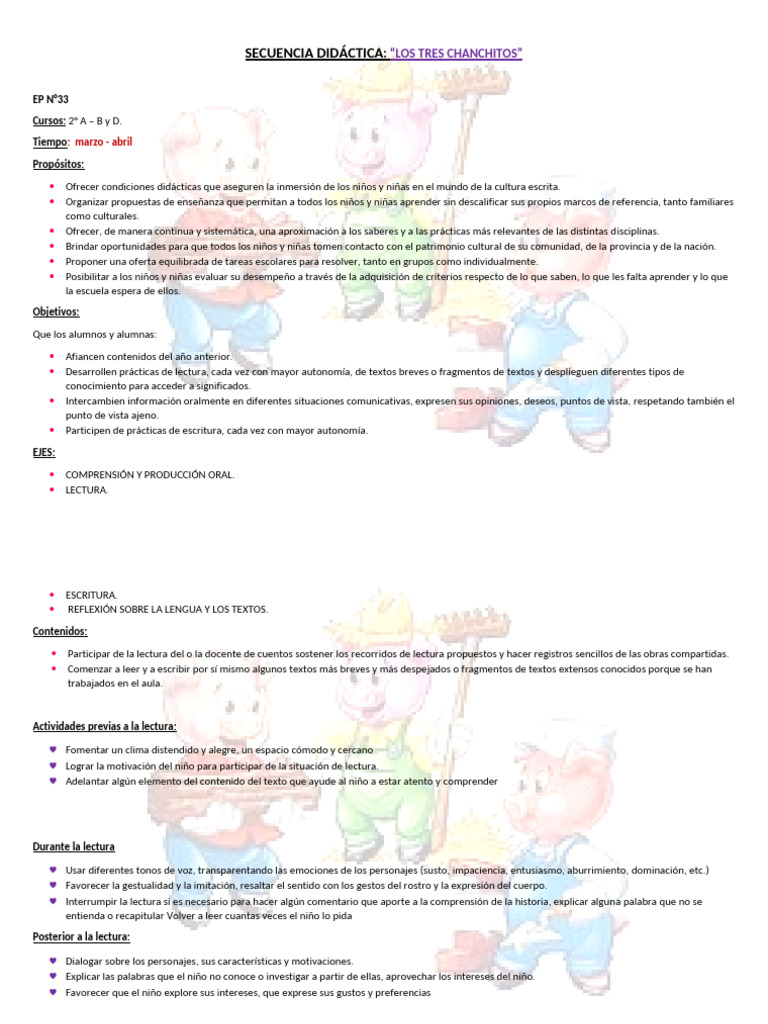 Secuencia Didáctica: Los Tres Chanchitos | PDF | Aprendizaje