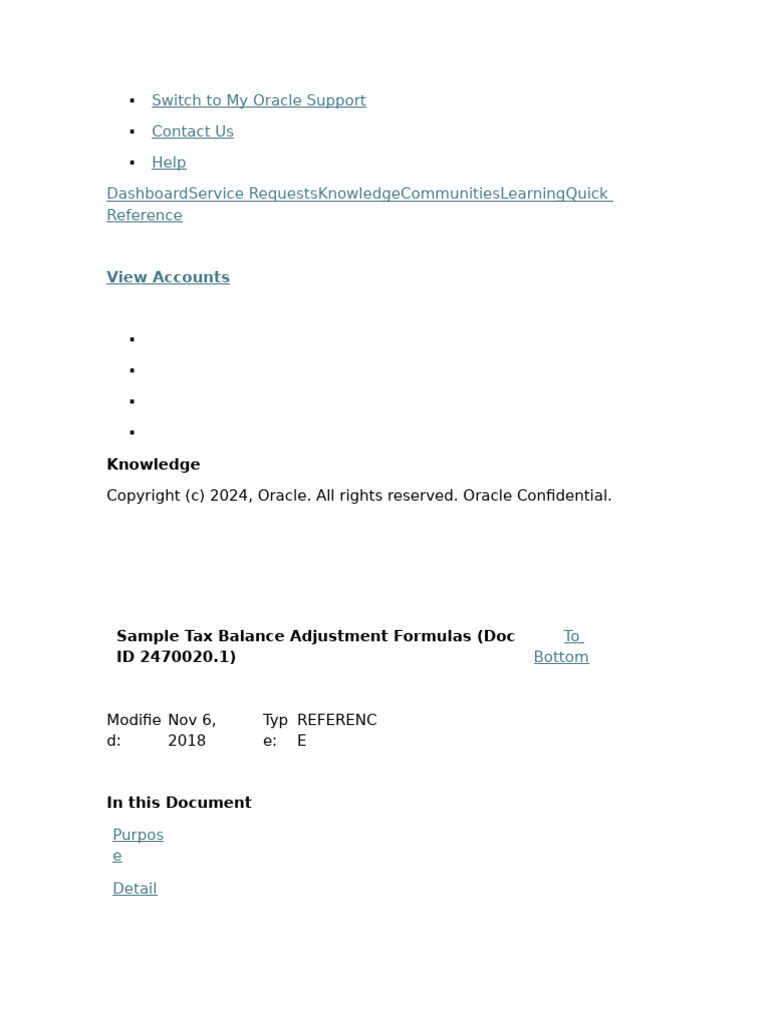 Sample Tax Balance Adjustment Formulas | PDF