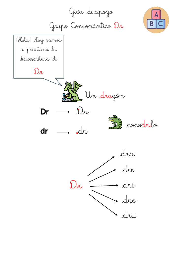 Guía de Apoyo Grupo Consonántico DR | PDF