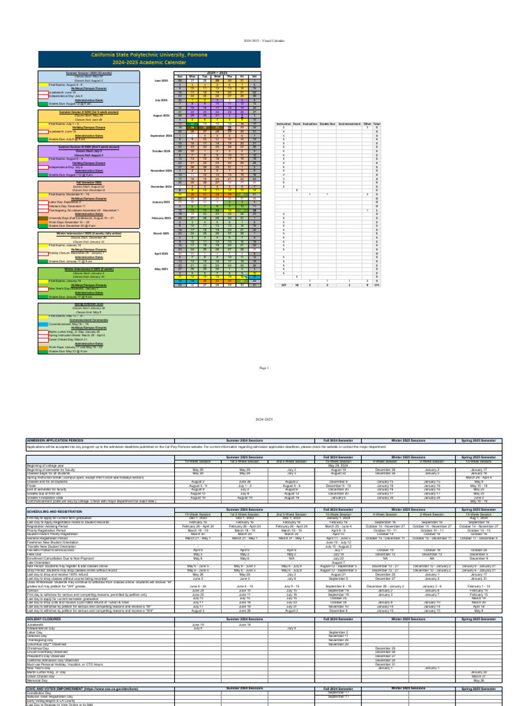 Cal Poly Pomona 2024-2025 Academic Calendar | PDF | Academic Term | Observances