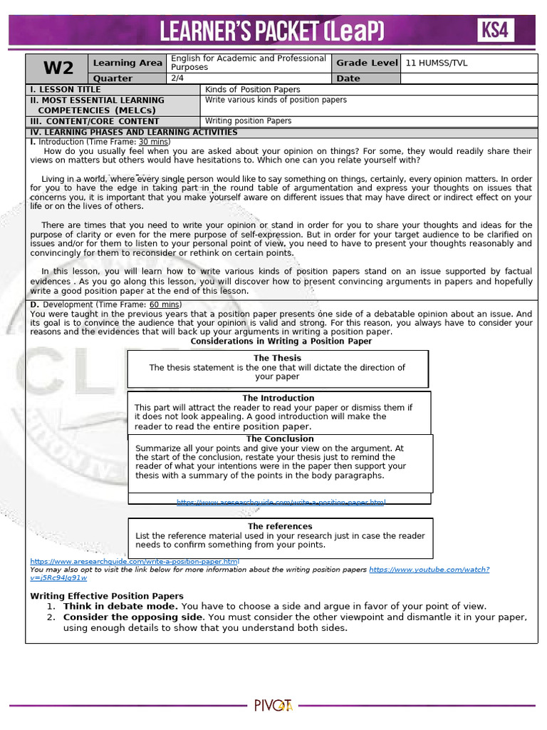 Q4 Applied Eapp 12 Week2 | PDF | Argument | Cognitive Science