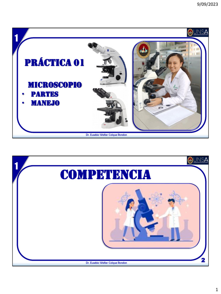 Sesión de Practica 01 Microscopio Partes y Manejo DR Eusebio Walter ...