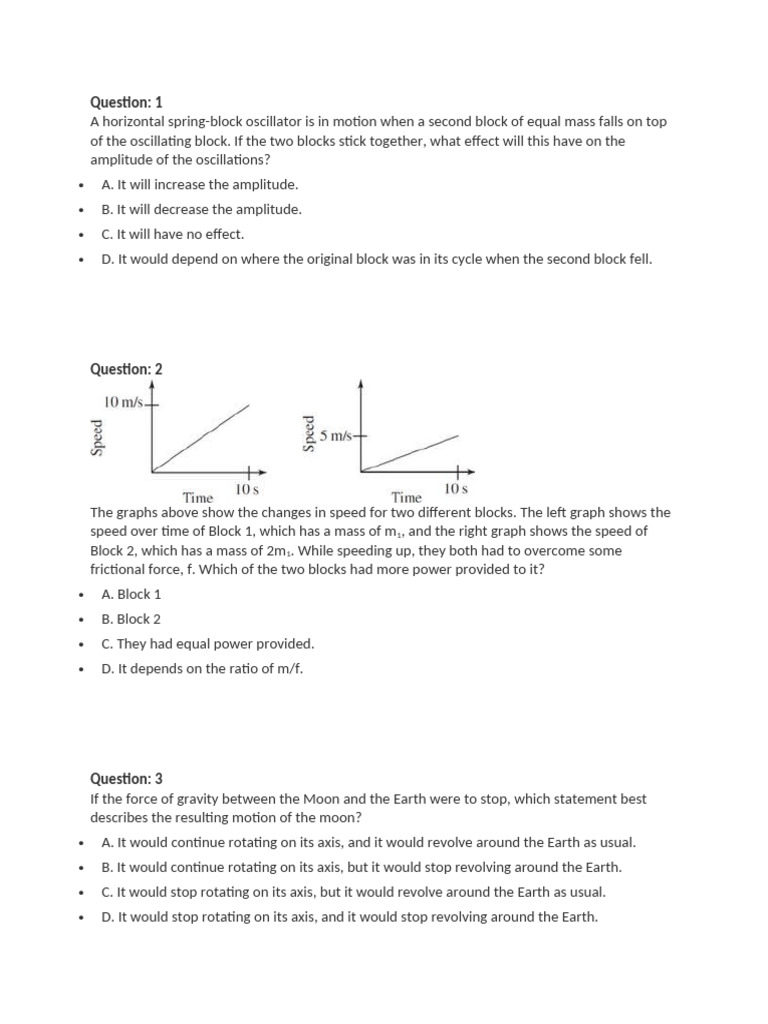 AP Physics Multiple Choice Questions | PDF | Force | Wavelength