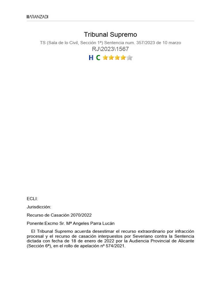 STS 10 de Marzo de 2023 | PDF | Apelación | Sentencia (ley)